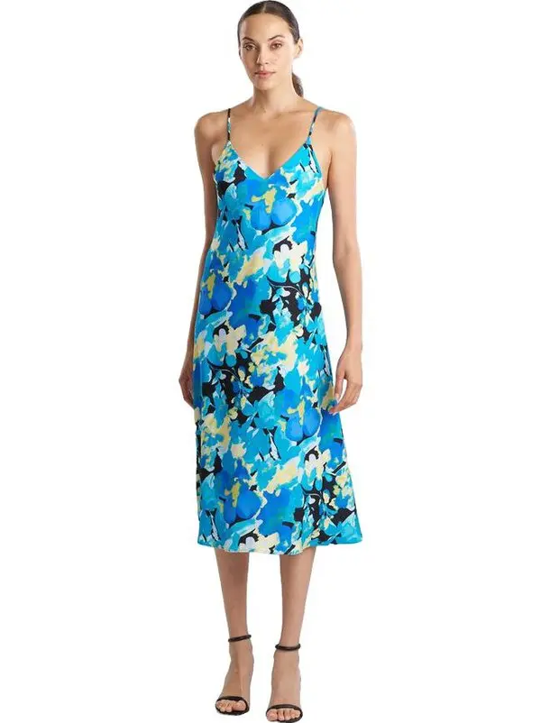 Natori Floral Print Slip Dress - Blue