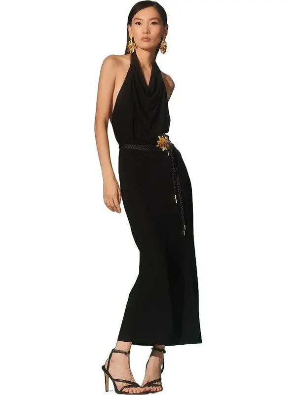 Natori Matte Jersey Halter Maxi Dress - Black