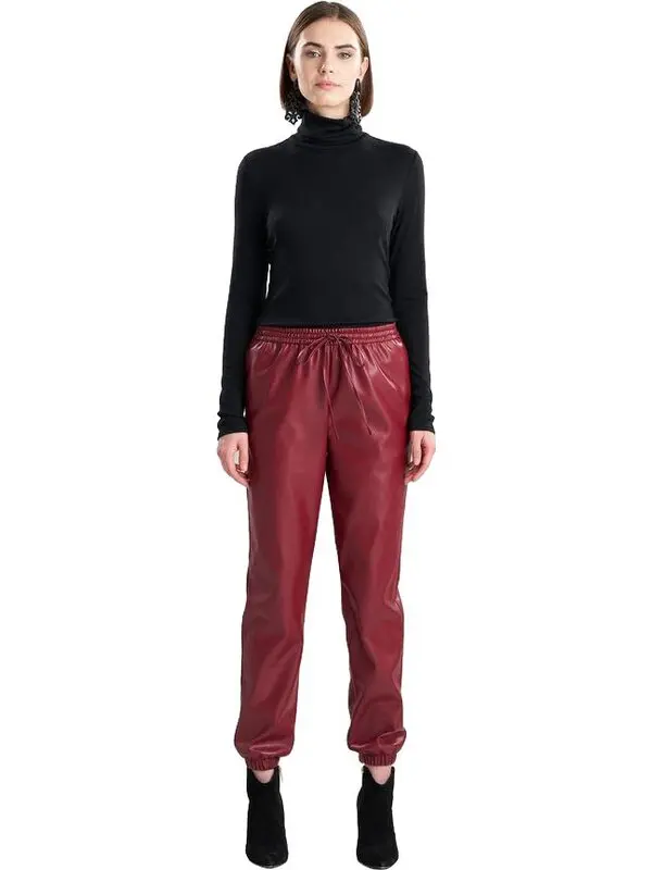 Natori Vegan Luxe Lambskin Jogger Pants - Pink