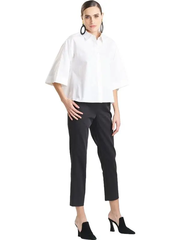 Natori Cotton Poplin Trapeze Shirt - White