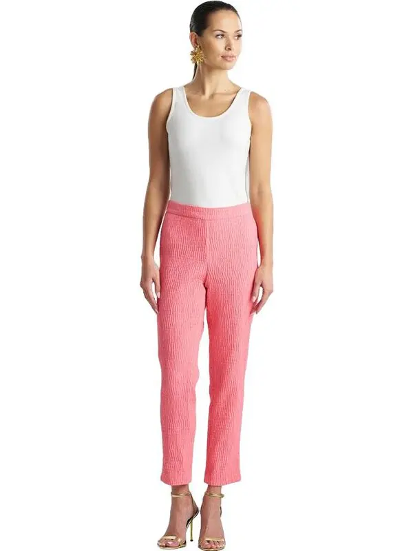 Natori Textured Cotton Jacquard Ankle Pants - Pink
