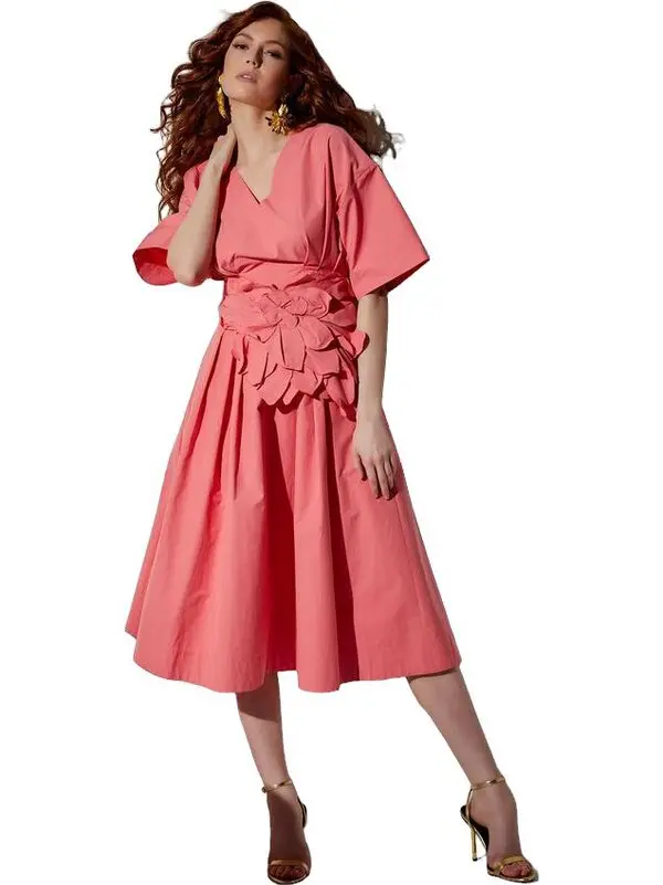 Natori Tech Cotton Taffeta V-neck Dress - Pink