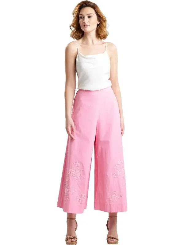 Natori Couture Techno Poplin Palazzo Ankle Pants - Pink