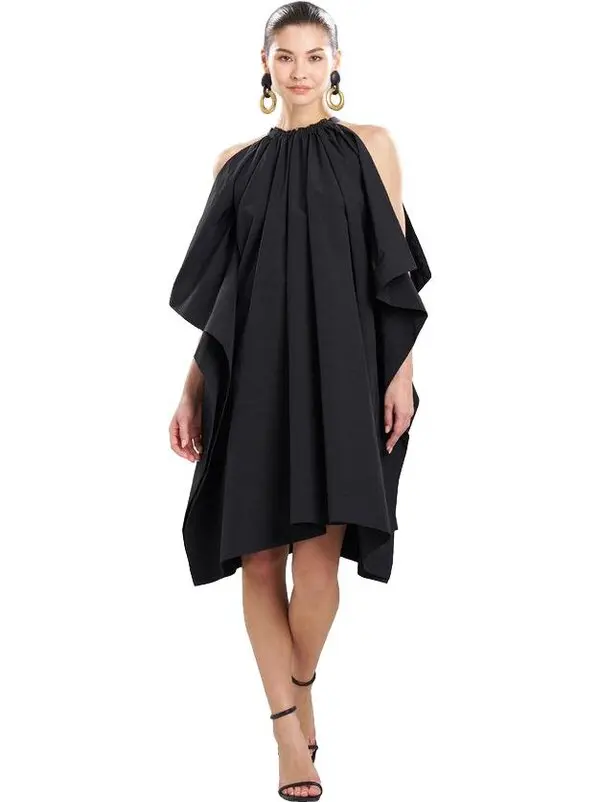 Natori Taffeta Handkerchief Hem Dress - Black
