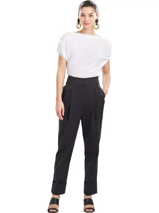 Natori Cotton Blend High-waisted Chino Pants - Black