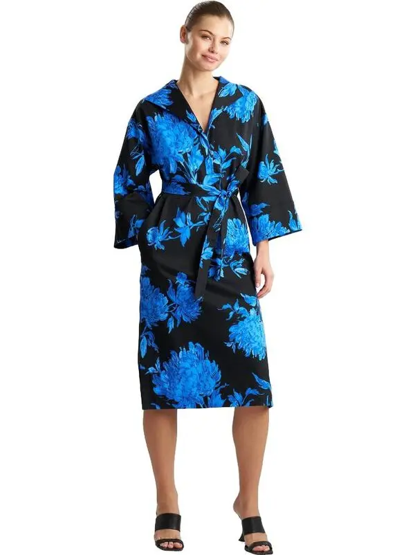 Natori Miyako Printed Shirtdress - Blue