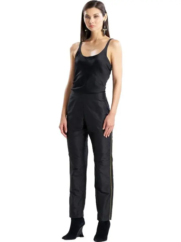 Natori Couture Silk Dupioni Slim Pants - Black