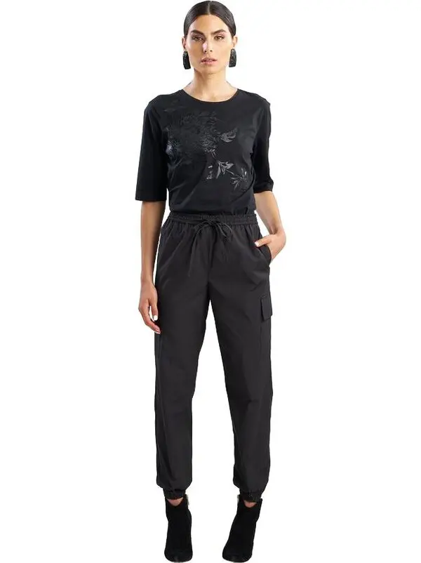 Natori Tech Cotton Taffeta Cargo Joggers - Black