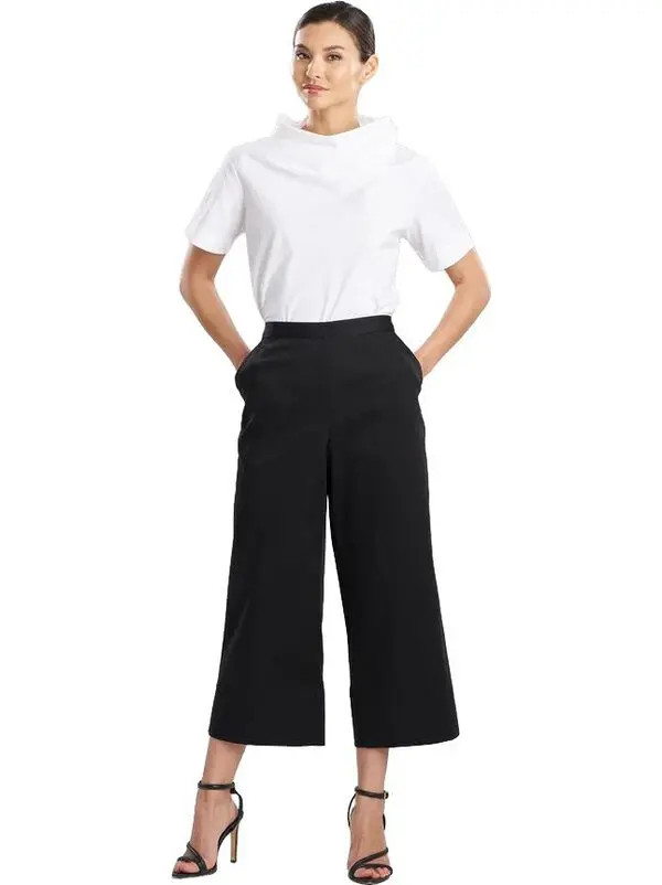 Natori Cotton Blend Cropped Chino Pants - Black