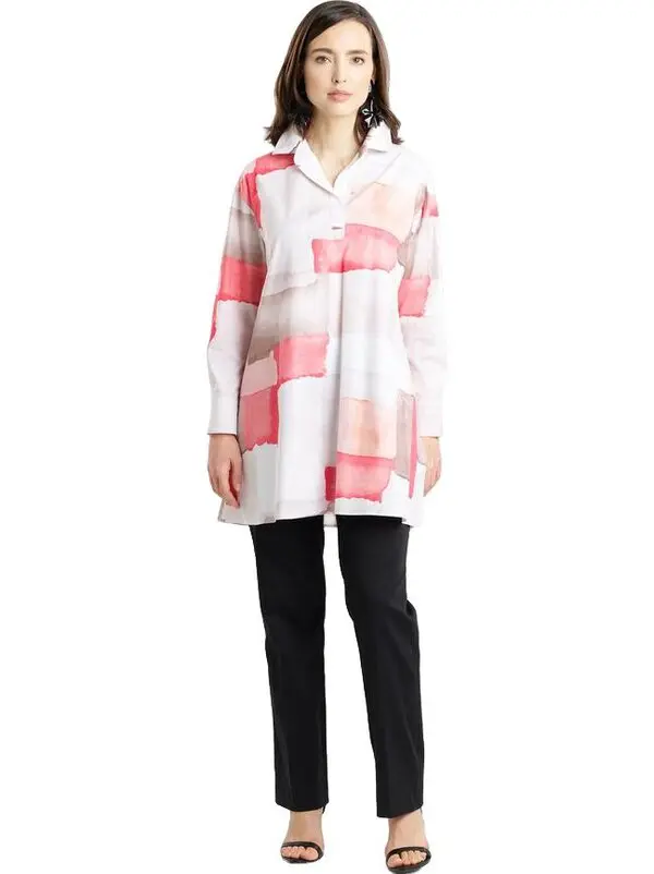 Natori Chiyo Cotton Oversized Shirt - Multicolor / Orange / Floral