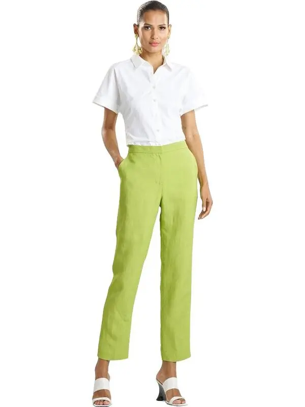 Natori Linen Blend Slim Pants - Red