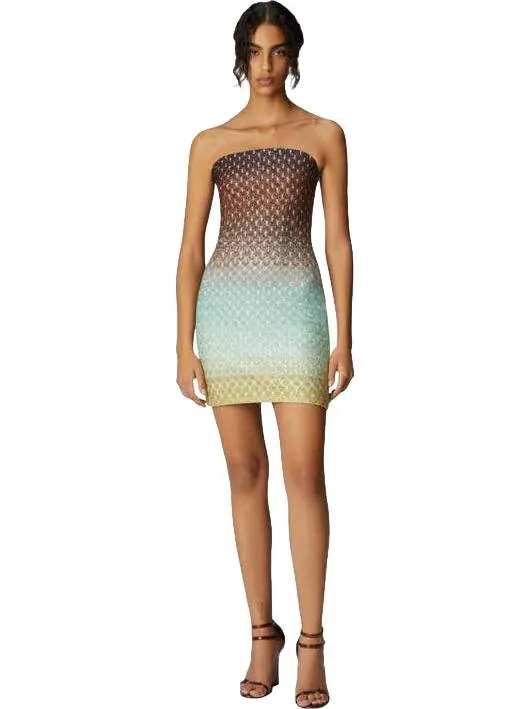 Missoni Strapless Mini Dress In Dégradé Lace - Multicoloured