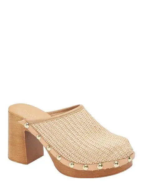 CHOCOLAT BLU Melody Block Heel Clogs - Natural Raffia