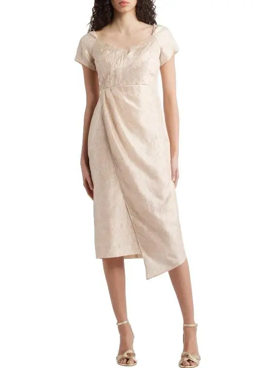 TAHARI ASL Crinkle Satin Dress - Champagne