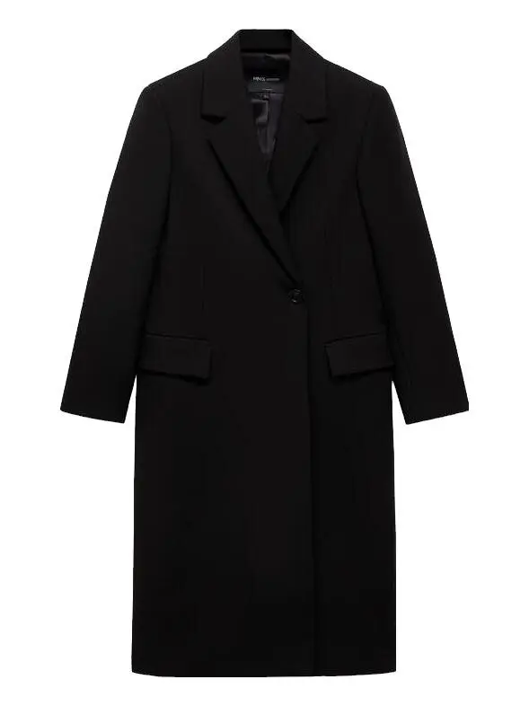 Mango Structured Longline Coat - Black