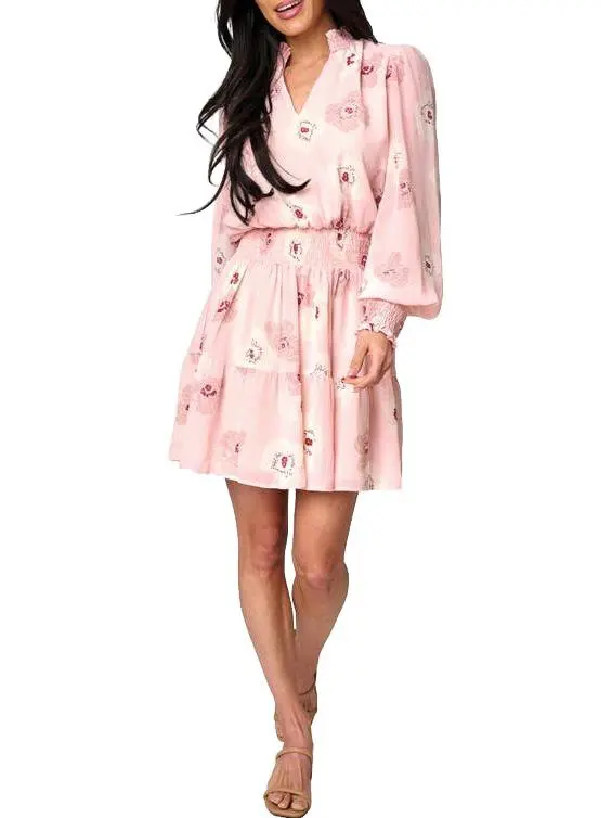 GIBSONLOOK Nasreen Floral Long Sleeve Dress - Misty Rose Floral