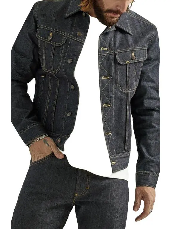 LEEM 101 Rider Denim Trucker Jacket - Dry Indigo