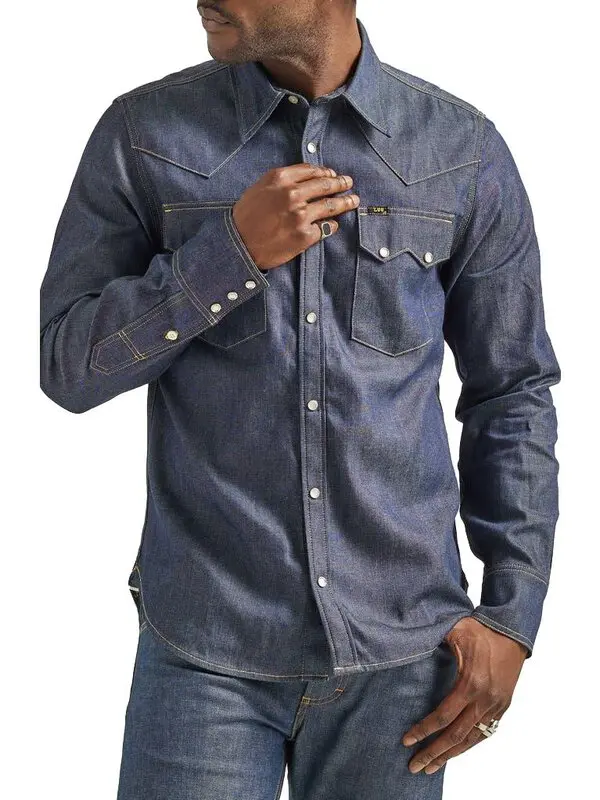 LEEM 101 Regular Fit Denim Western Shirt - Indigo