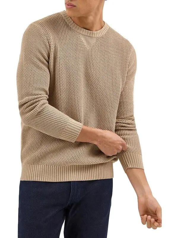 Wrangler Honeycomb-stitch Cotton Crewneck Sweater - Timberwolf