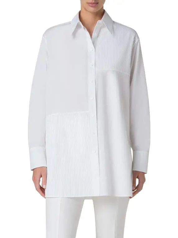 Akris Oversized Pleated Panel Cotton Voile Shirt - Pure White