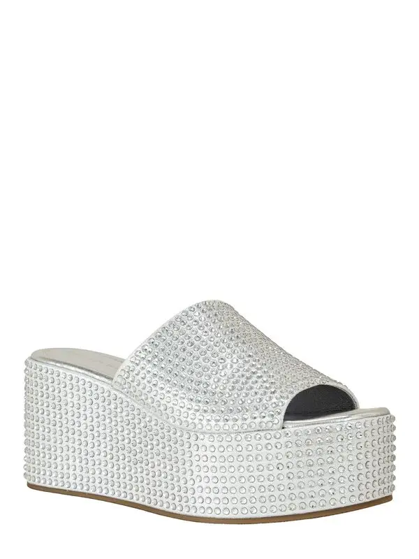 AZALEA WANG Arachna Platform Wedge Sandal - Silver