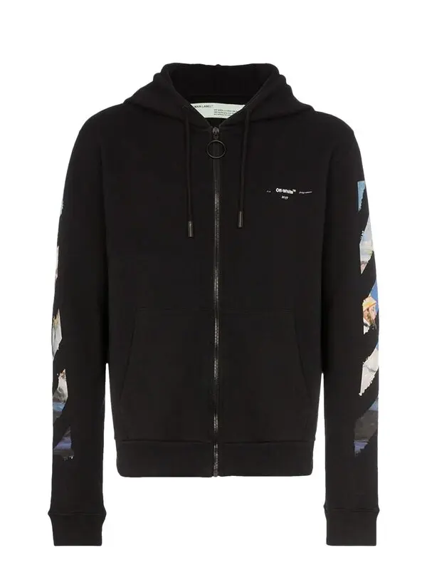 Off-White Diag Multicolour Zipped Hoodie - Black