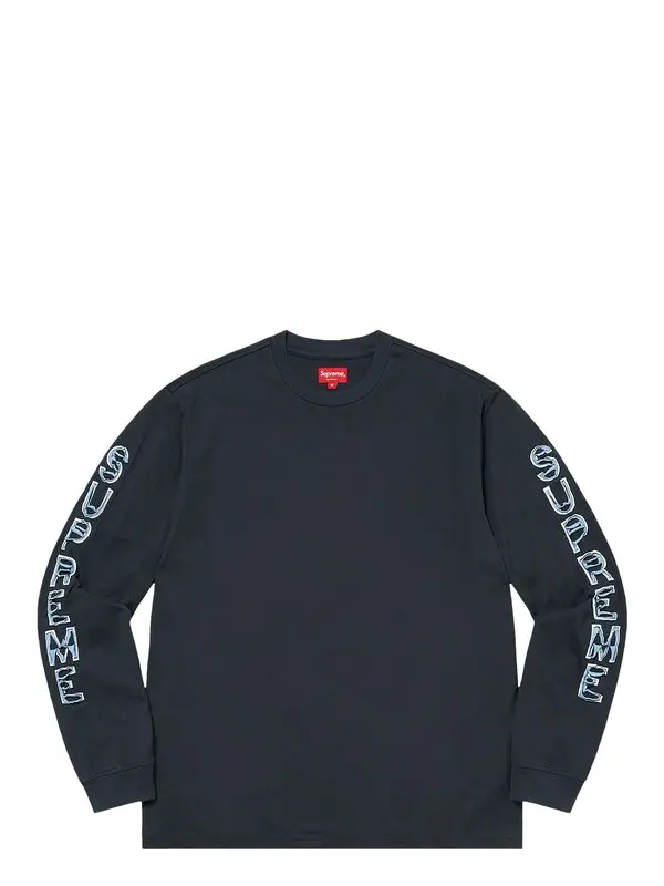 Supreme Cut Out Long-sleeve Top 'washed Navy - Blue