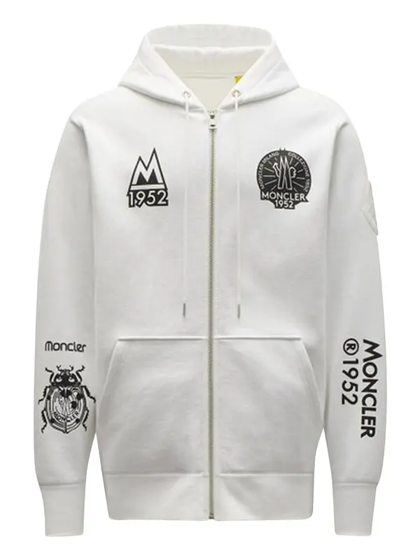 Moncler 1952 Hooded Zip-up Sweater - White