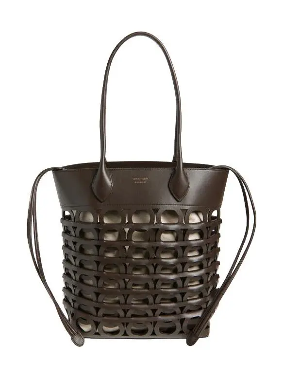 FERRAGAMO Medium Gancini Perforated Leather Tote - Testa Di M Naturale