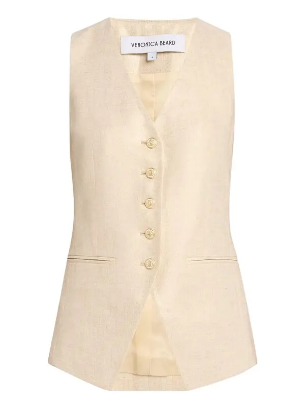 Veronica Beard Liff Linen Vest - Gold