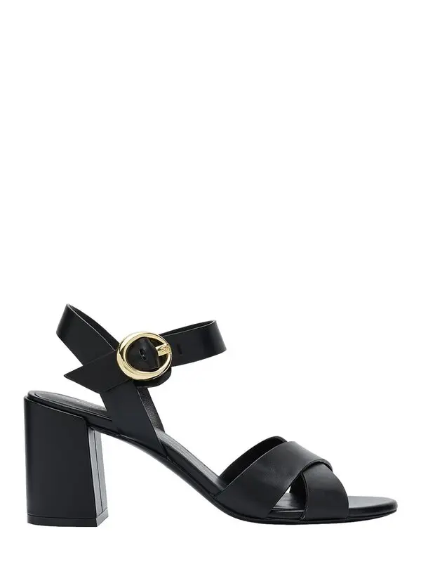 STUART WEITZMAN Benni Leather Crisscross Sandals - Black