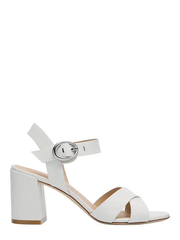 STUART WEITZMAN Benni Leather Crisscross Sandals - White
