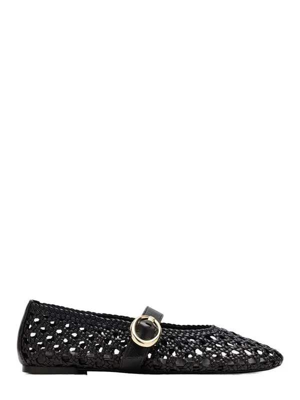 STUART WEITZMAN Thea Woven Leather Ballerina Flats - Black