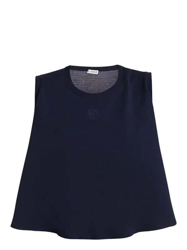 Loewe Double-layer Anagram Sleeveless Wool Sweater - Dark Navy Blue