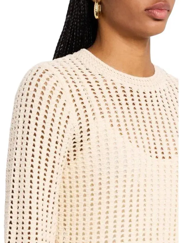 FRAME Crochet Bell Sleeve Sweater Dress - Alabaster