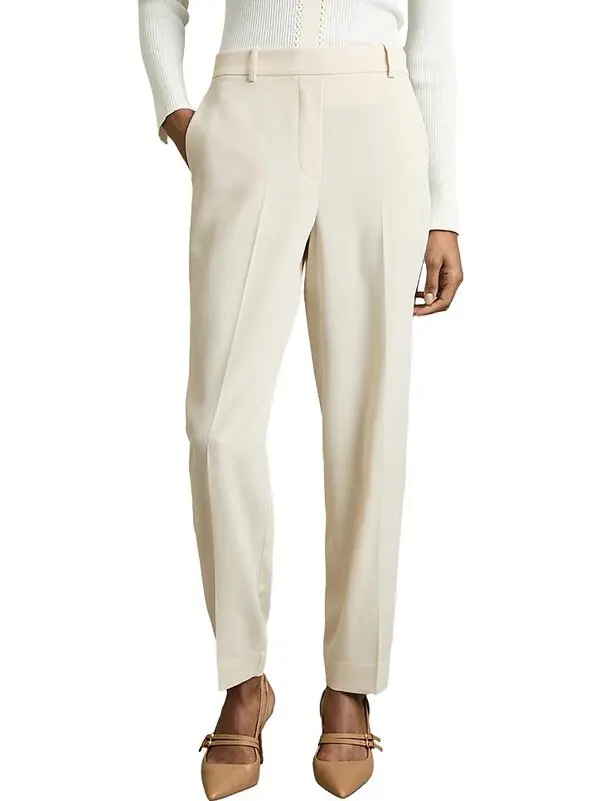 REISS Petite Eve Tapered Trousers - Cream