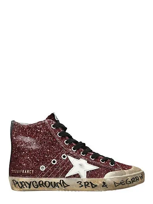 GOLDEN GOOSE Francy 40420 Leather High-top Trainers - Red/dark