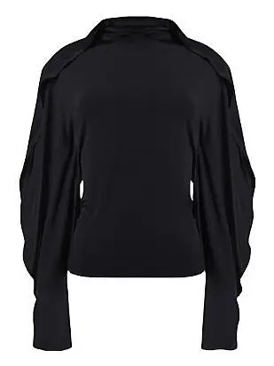 LEEM Cape-sleeve Fitted Stretch-jersey Top - Black
