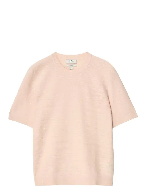 Cos Textured Knitted Cotton T-shirt - Orange
