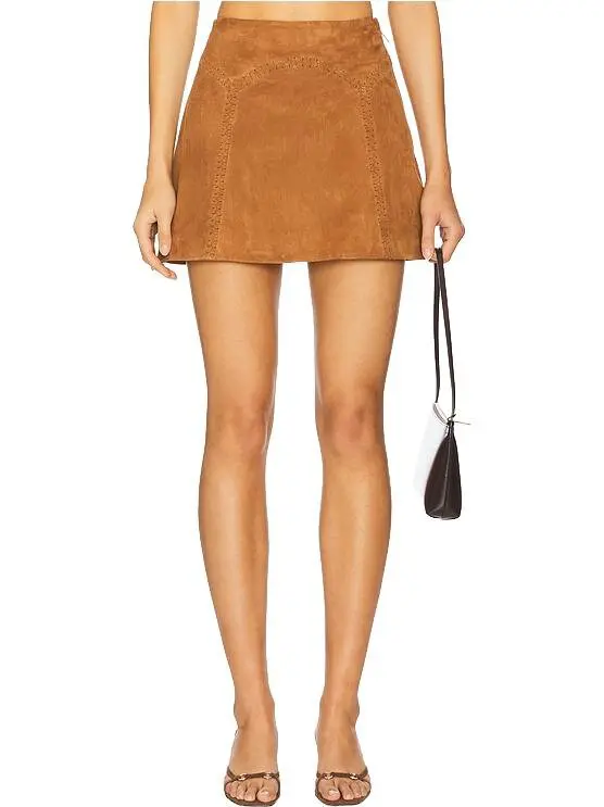 Retrofete Juana Suede Skirt - Cognac