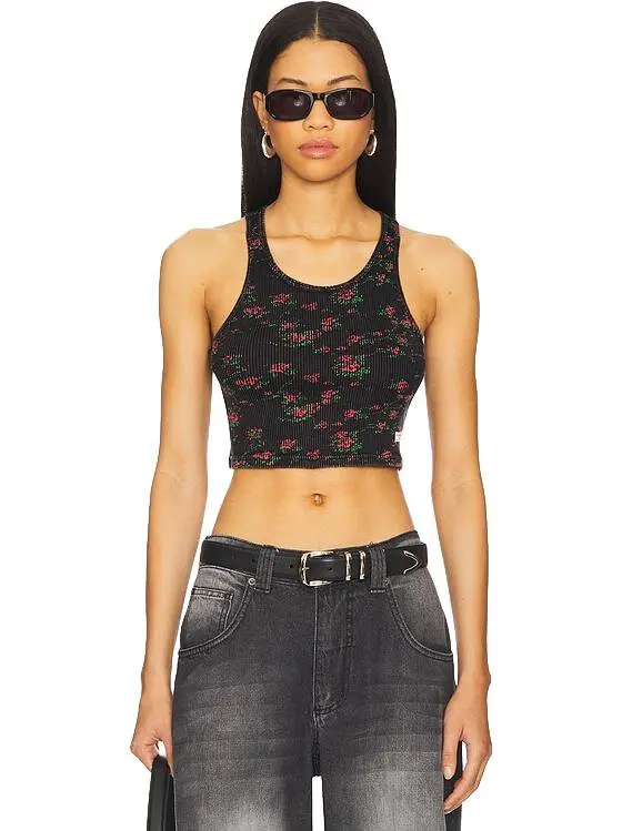 Alexander Wang Cropped Classic Racer Tank - Washed Black Multi