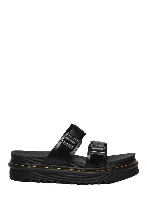 Dr. Martens Myles Brando Leather Buckle Slide Sandal - Black