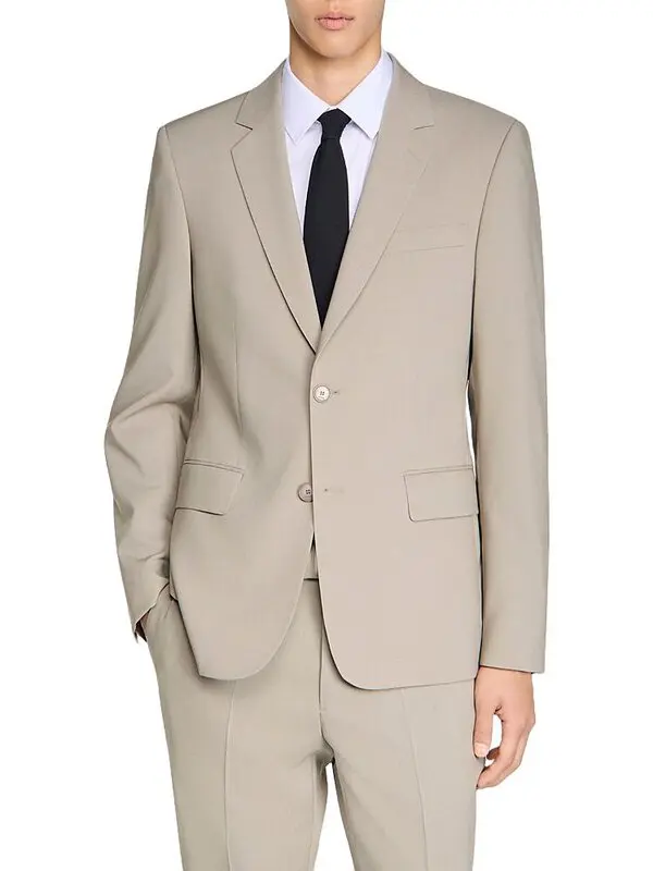Sandro Wool Suit Jacket Blazer - Aluminum