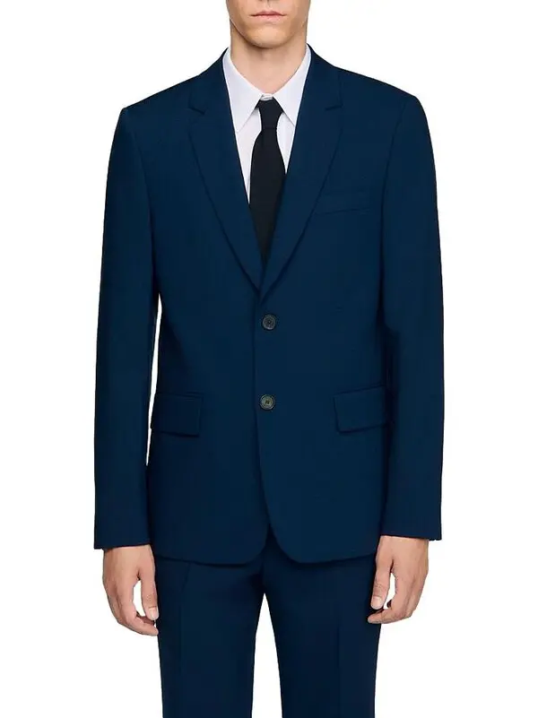 Sandro Wool Suit Jacket Blazer - Royal Blue