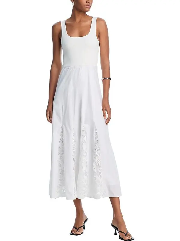 Derek Lam 10 Crosby Maeleyse Mixed Media Lace Dress - Soft White