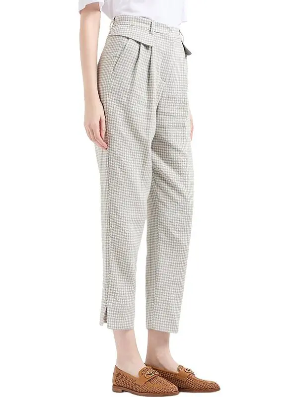 Emporio Armani Houndstooth Jacquard Trousers - White/grey