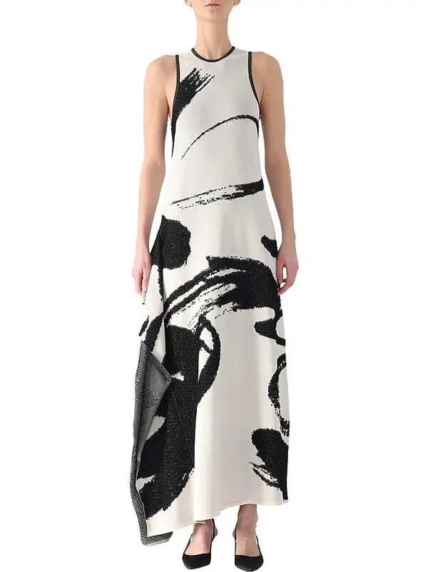 JASON WU Asymmetric Maxi Dress - Calico/black