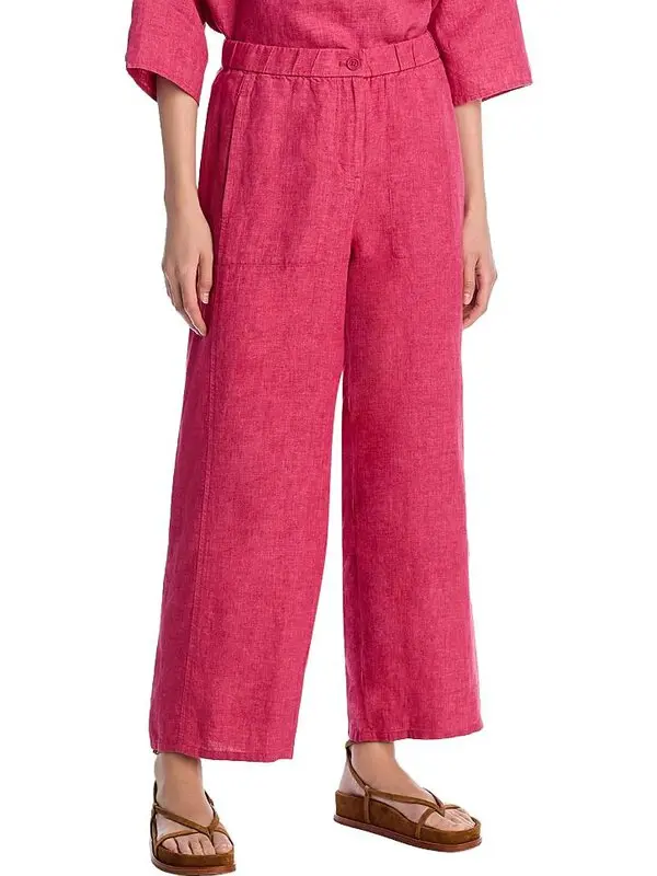 Eileen Fisher Linen Wide Ankle Pants - Geran