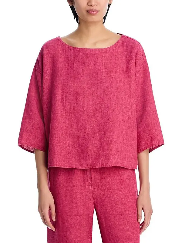 Eileen Fisher Linen Boat Neck Tunic - Geran