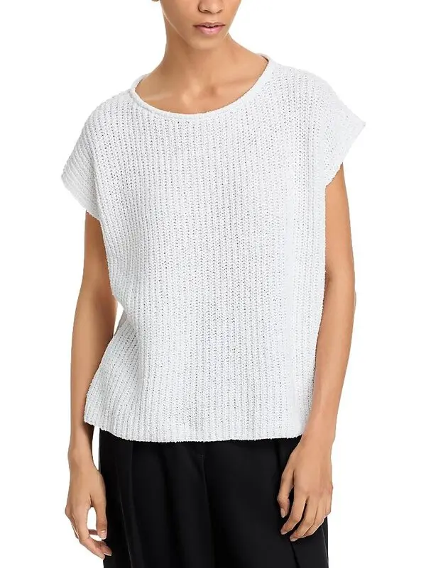 Eileen Fisher Ballet Neck Cotton Sweater - White